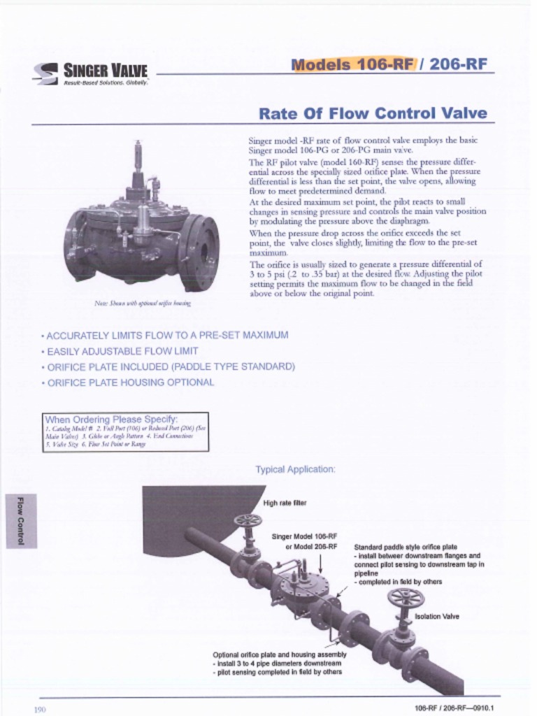 SINGER - Constant Flow Valve | PDF