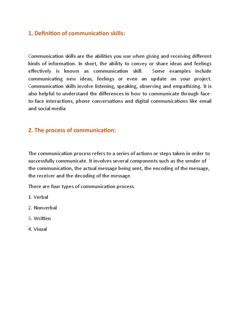 Definition of Communication Skills | PDF | Interpersonal Communication ...