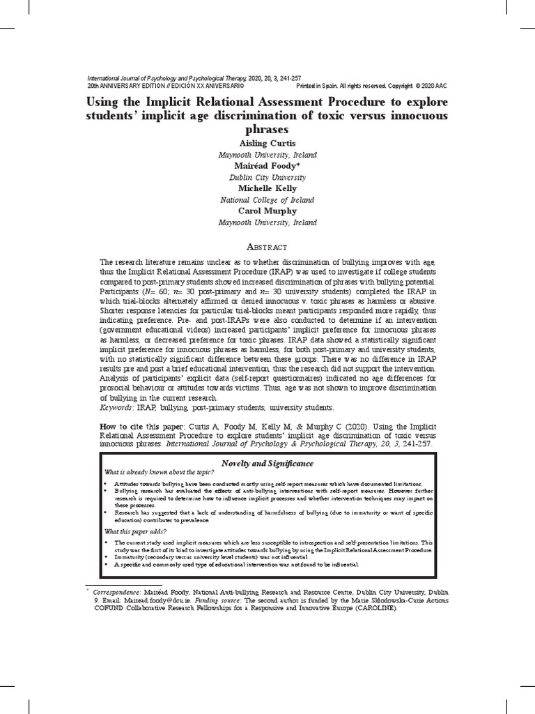 Using The Implicit Relational Assessment | PDF | Bullying | Workplace ...