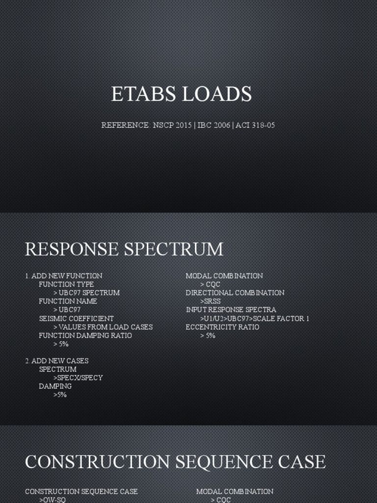 ETABS Load Combinations | PDF | Mechanics | Mechanical Engineering
