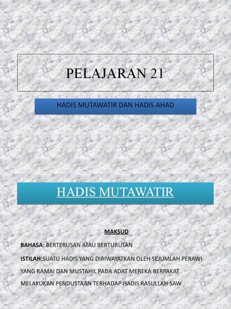 Hadis Mutawatir Dan Ahad | PDF | Agama & Spiritualitas