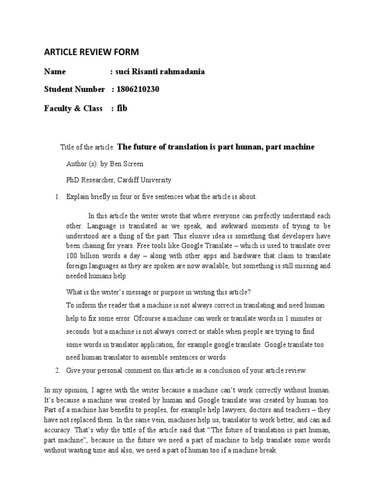 Future of Translation: Human & Machine | PDF