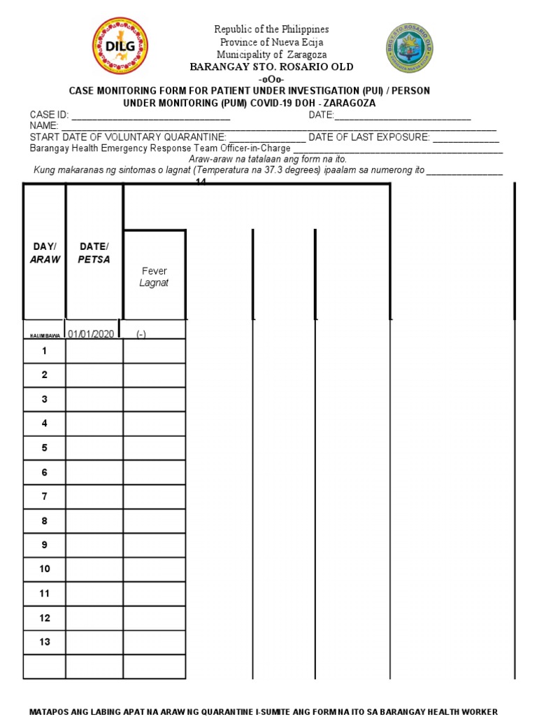 PH Form Tracks COVID-19 Symptoms | PDF | Public Health | Medicine