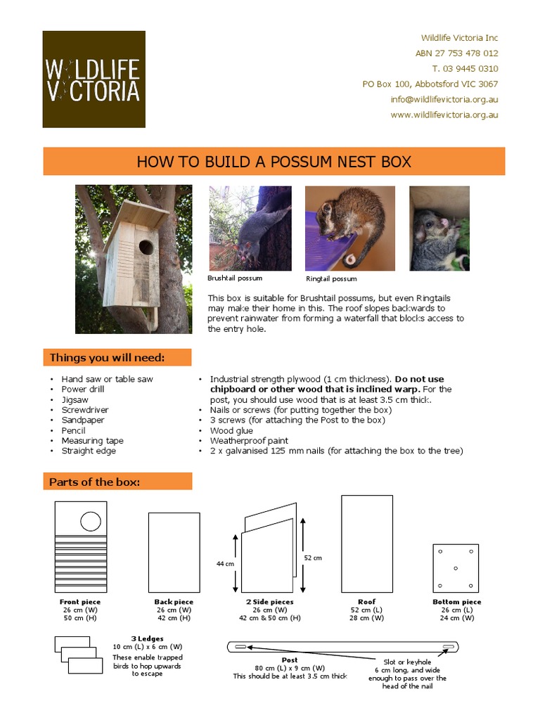 Build a Possum Nest Box Guide | PDF