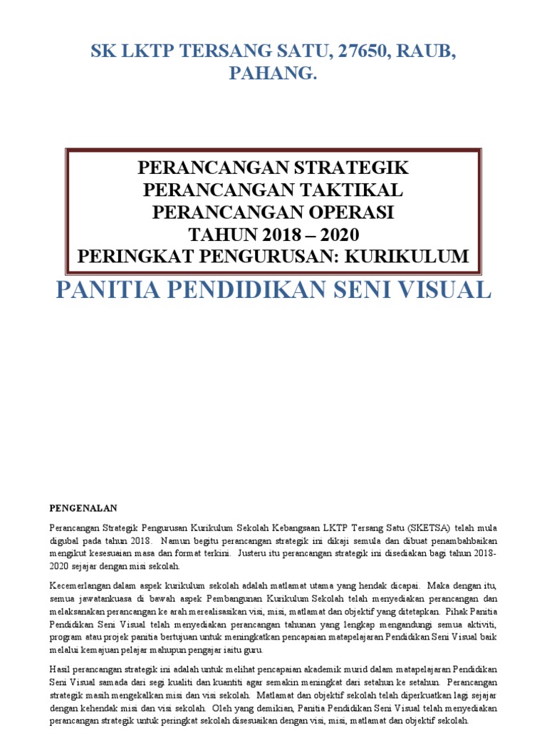 Pelan Strategik-Taktikal-Operasi | PDF