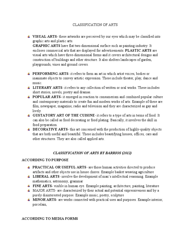 Classification of Arts | PDF | Paintings | Aesthetics