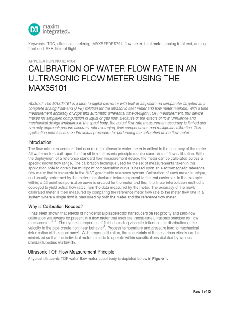 Calibration of Water Flow Rate in An Ultrasonic Flow Meter Using The ...