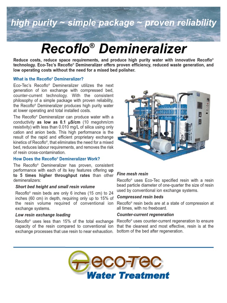 Recoflo Demineralizer | PDF | Ion Exchange | Ion