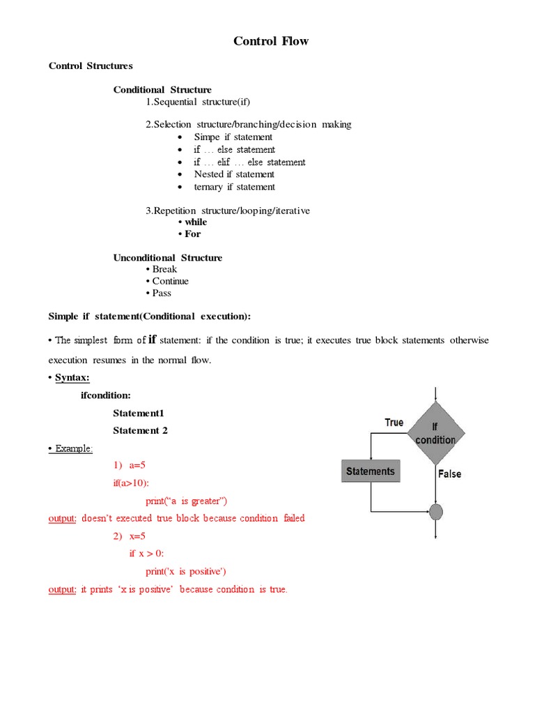 Control Flow: Control Structures Conditional Structure | PDF ...