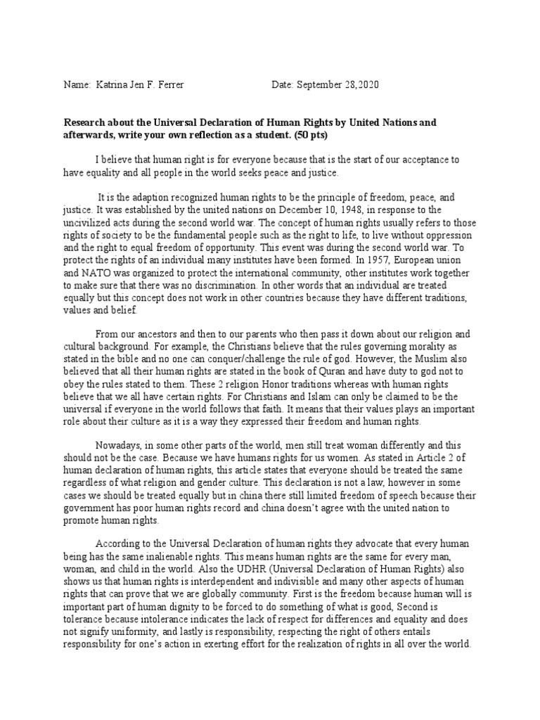 Research About The Universal Declaration of Human Rights by United ...