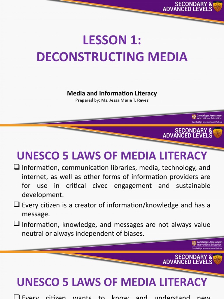 MIL LESSON 1 - Deconstructing Media | PDF