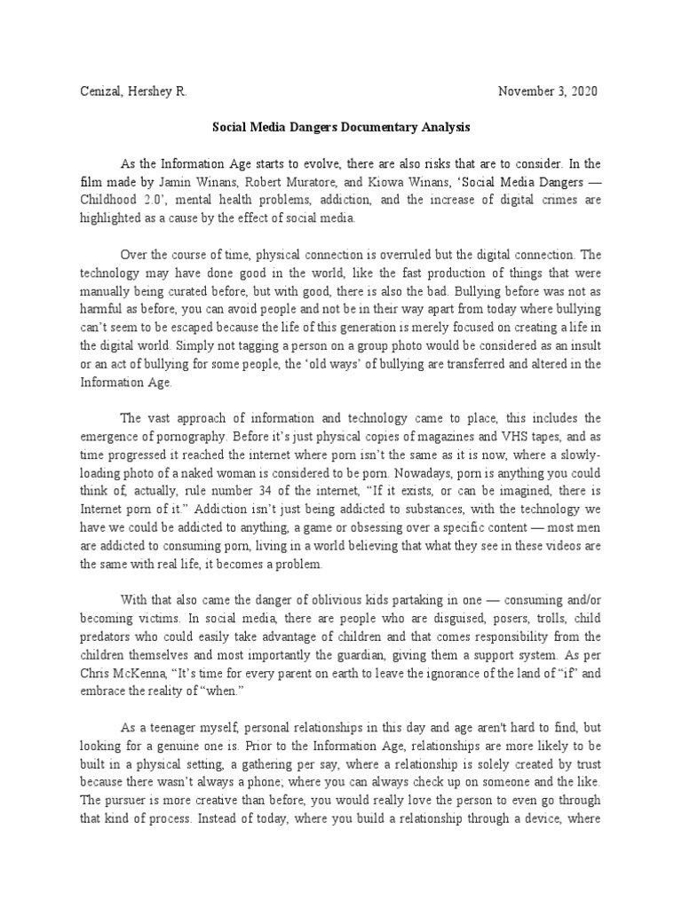 Social Media Dangers: Childhood 2.0 Analysis | PDF | Cyberbullying ...