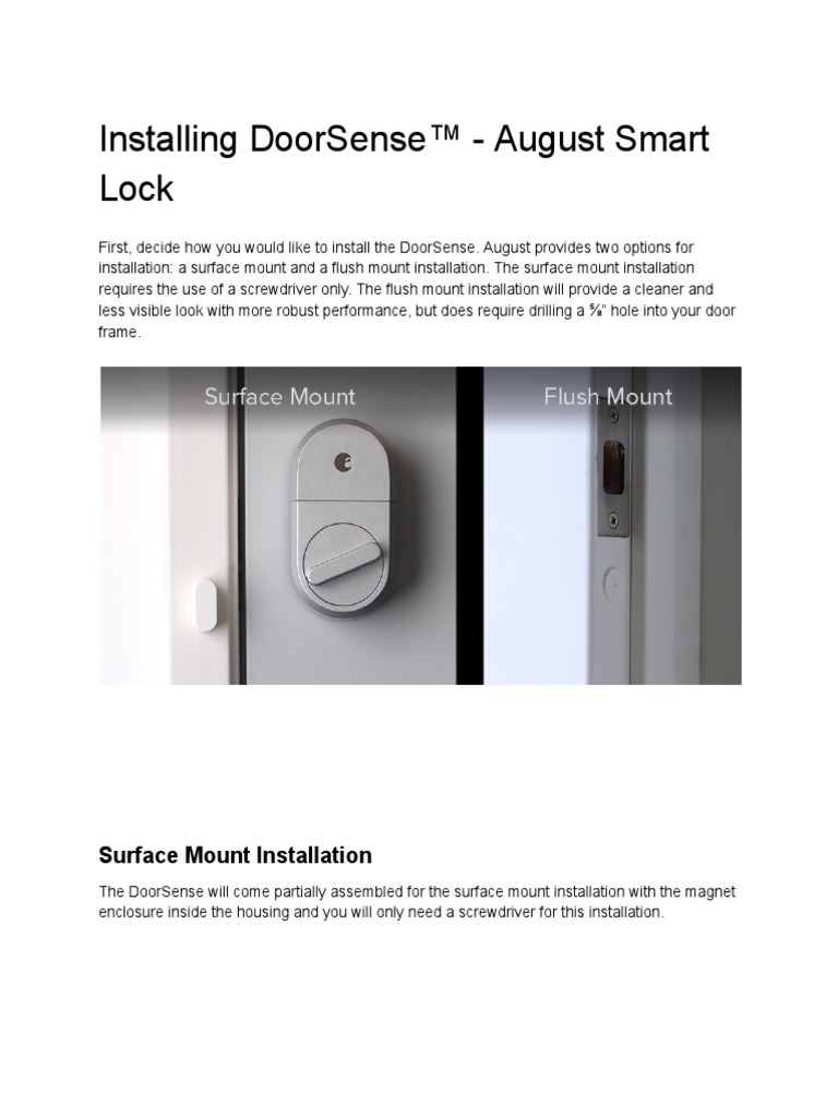 August Lock Installation Guide PDF | PDF | Door | Tools