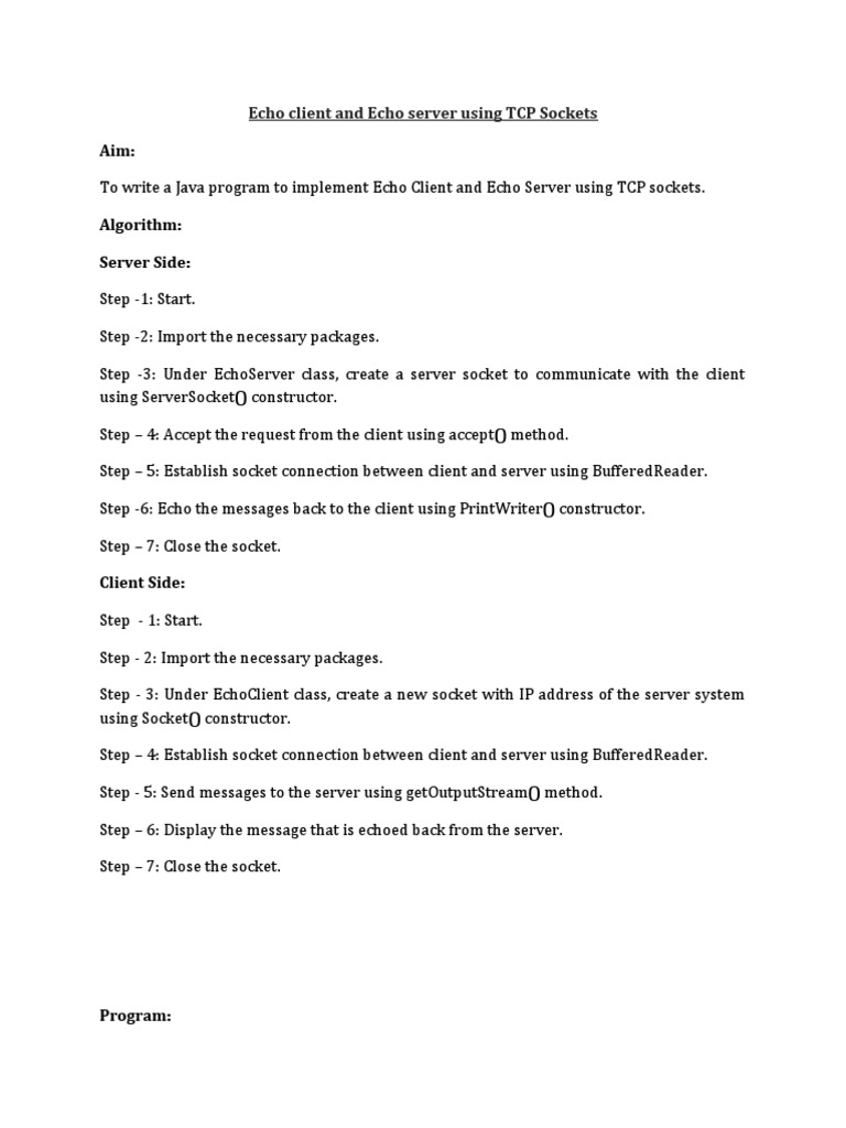 Ex 3.a - Echo Client and Echo Server | PDF | Network Socket ...