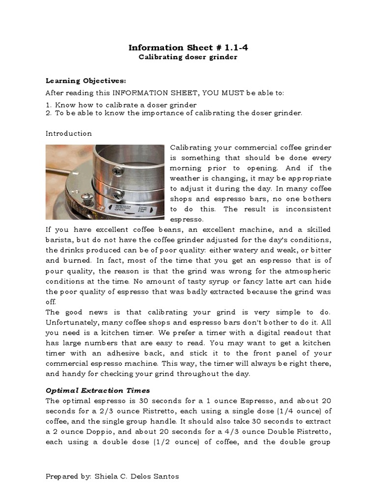 Doser Grinder Calibration Guide | PDF | Coffee | Drink