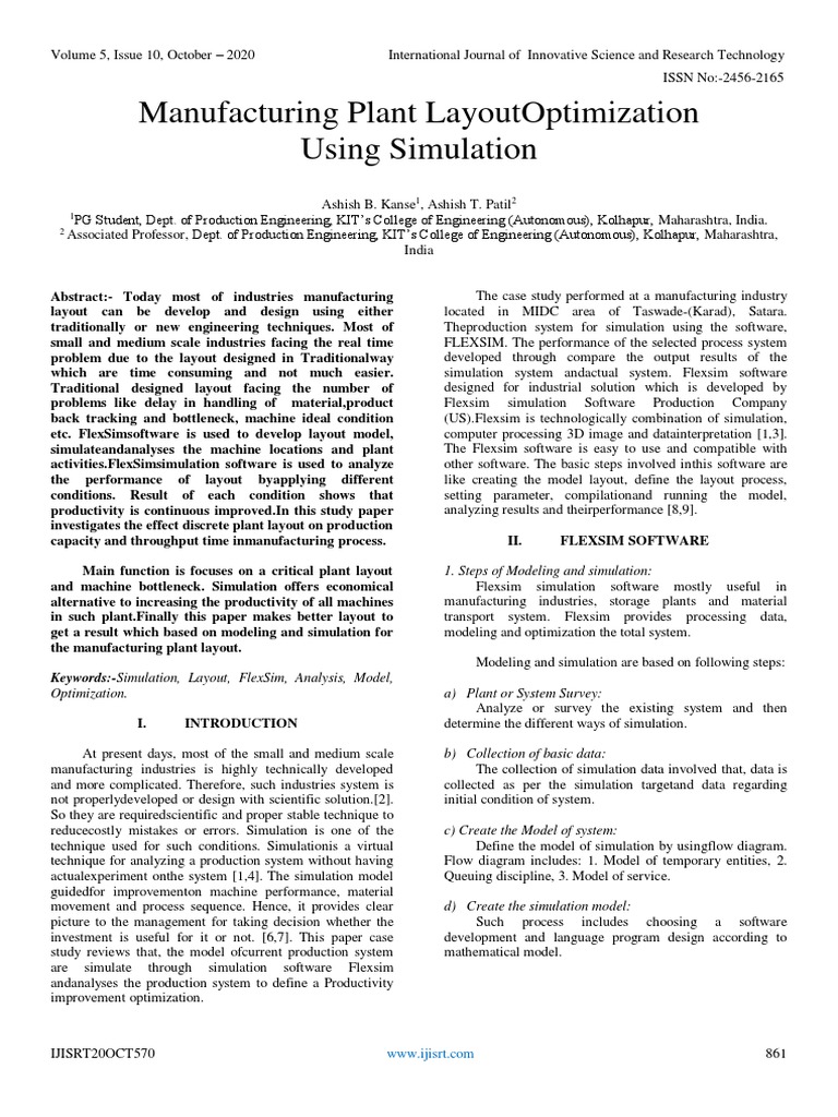 Plant Layout Optimization with FlexSim | PDF | Simulation | Conceptual ...