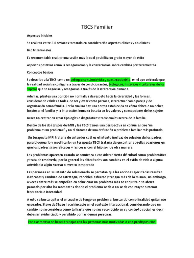 Resumen TBCS Familiar | PDF | Toma de decisiones | Conceptos psicologicos