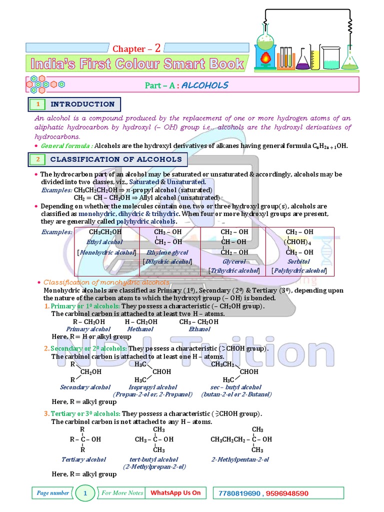 11.alcohol, Phenol & Ethers Colour Booklet PDF | PDF | Ethanol | Ester
