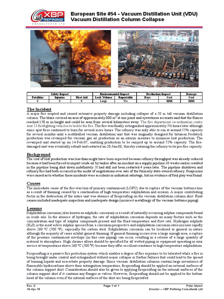 European Site #54 - Vacuum Distillation Unit (VDU) Vacuum Distillation ...