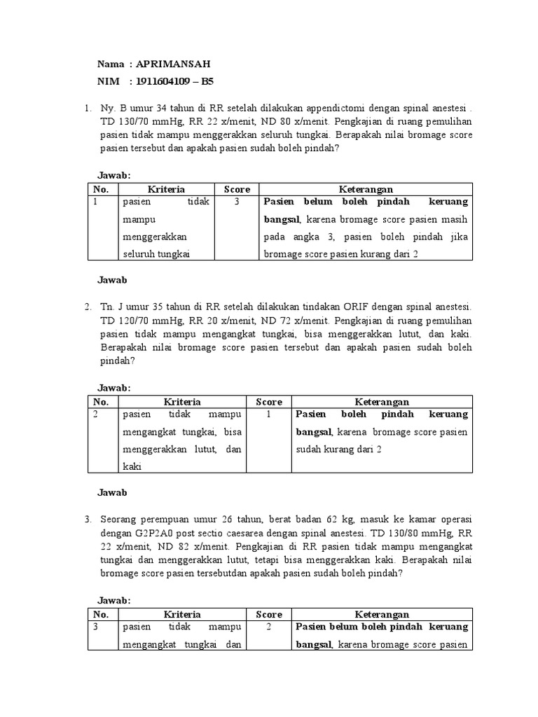 Aprimansah - Lembar Kerja Bromage Score | PDF