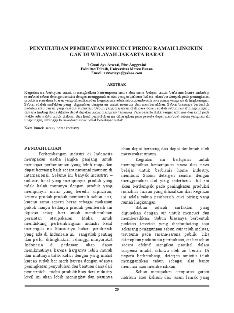 Sabun Cuci Piring PDF | PDF