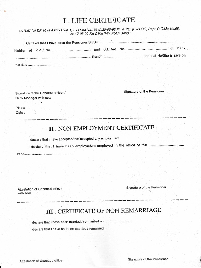 Life Certificate of Employees | PDF