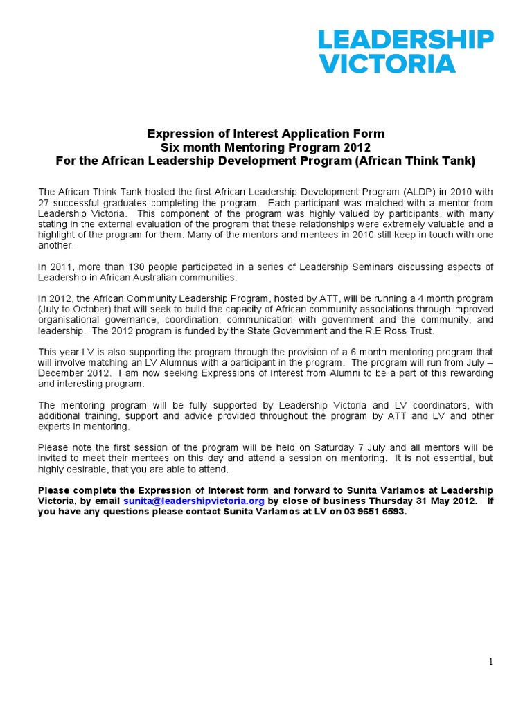African Leadership Development Form Final | PDF | Mentorship ... African Leadership Development Form Final | PDF | Mentorship ...
