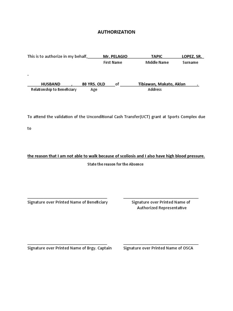 AUTHORIZATION Senior Citizen | PDF