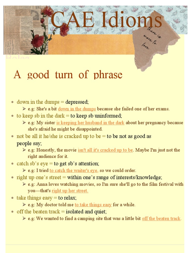 CAE Idioms: A Good Turn of Phrase | PDF | Anger