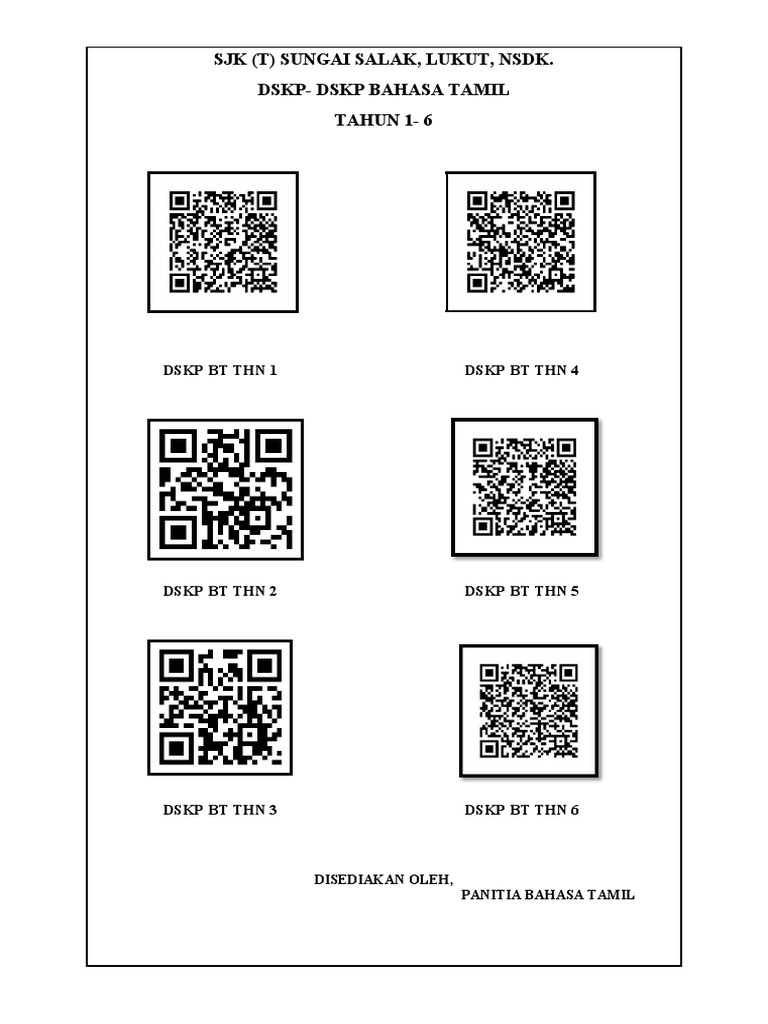 QR Code DSKP BT THN 1-6 | PDF