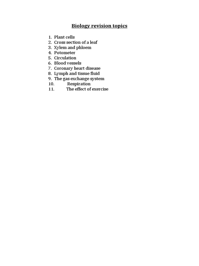 Essential Biology Revision Topics | PDF