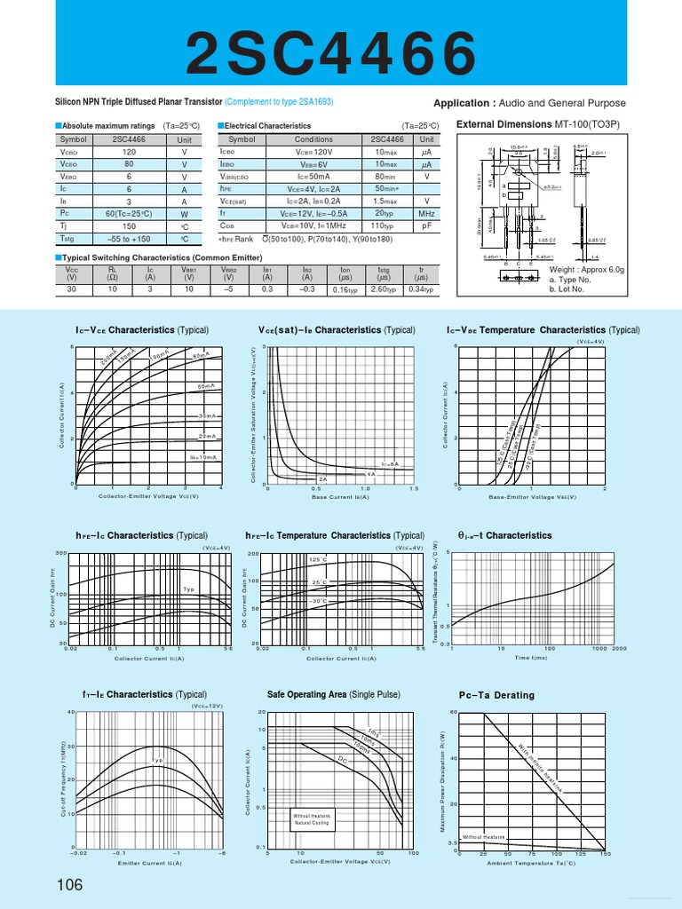 Silicon NPN Triple Diffused Planar Transistor: (Complement To Type 2SA1693) | PDF | Bipolar ...