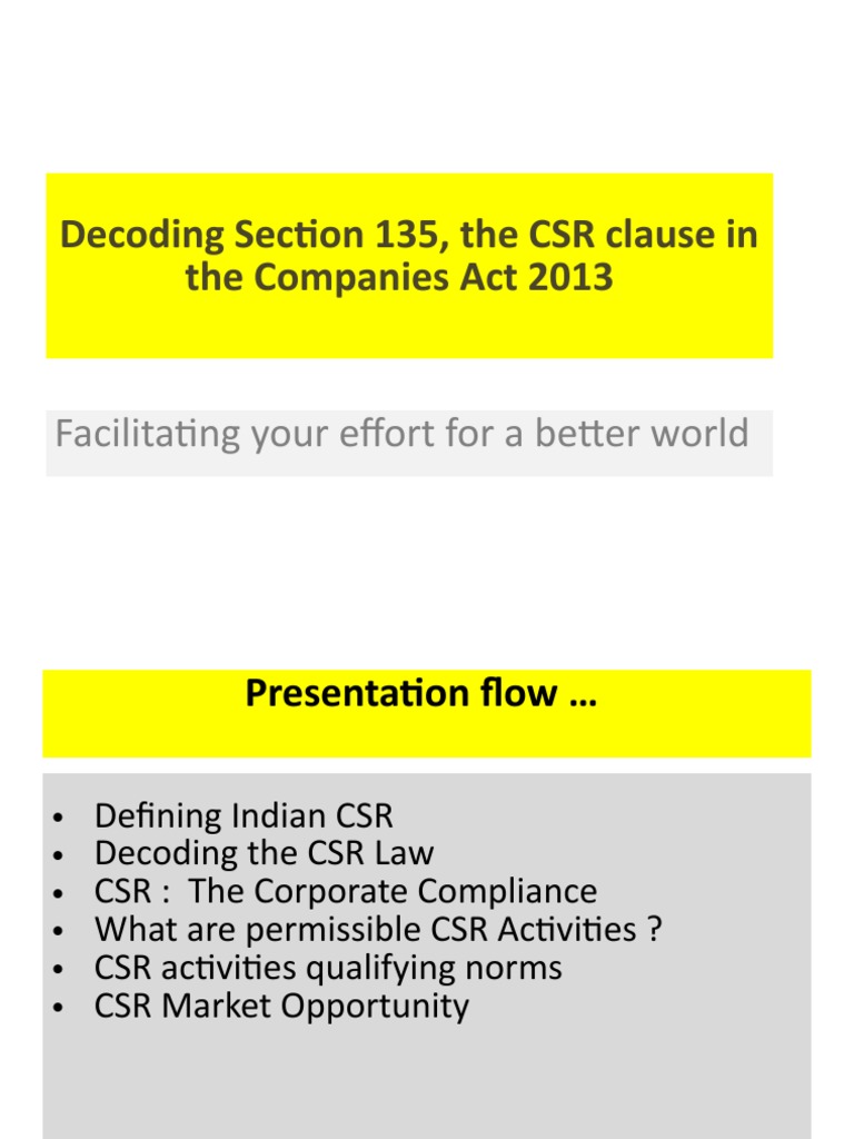 Decoding Section 135, The CSR Clause in The Companies Act 2013 | PDF | Corporate Social ...