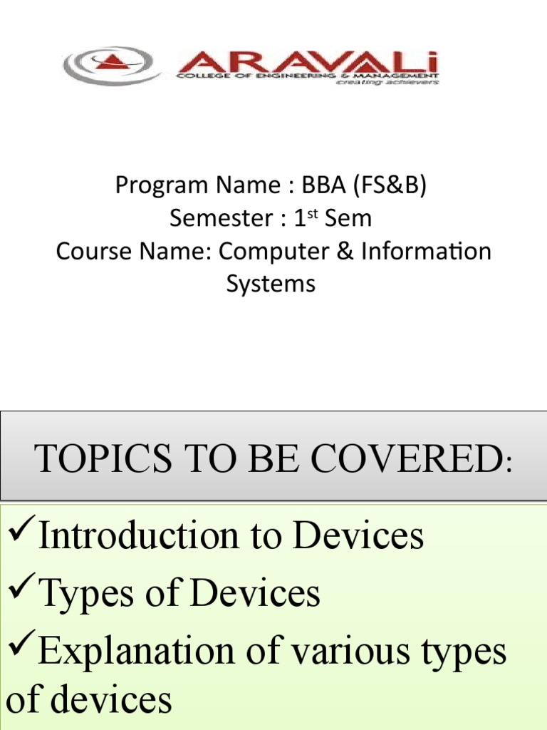 Program Name: BBA (FS&B) Semester: 1 Sem Course Name: Computer & Information Systems | PDF ...