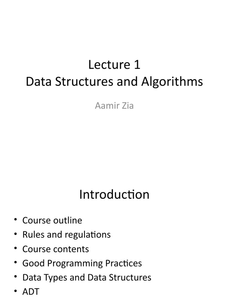Data Structures and Algorithms: Aamir Zia | PDF | Data Structure | Data Type
