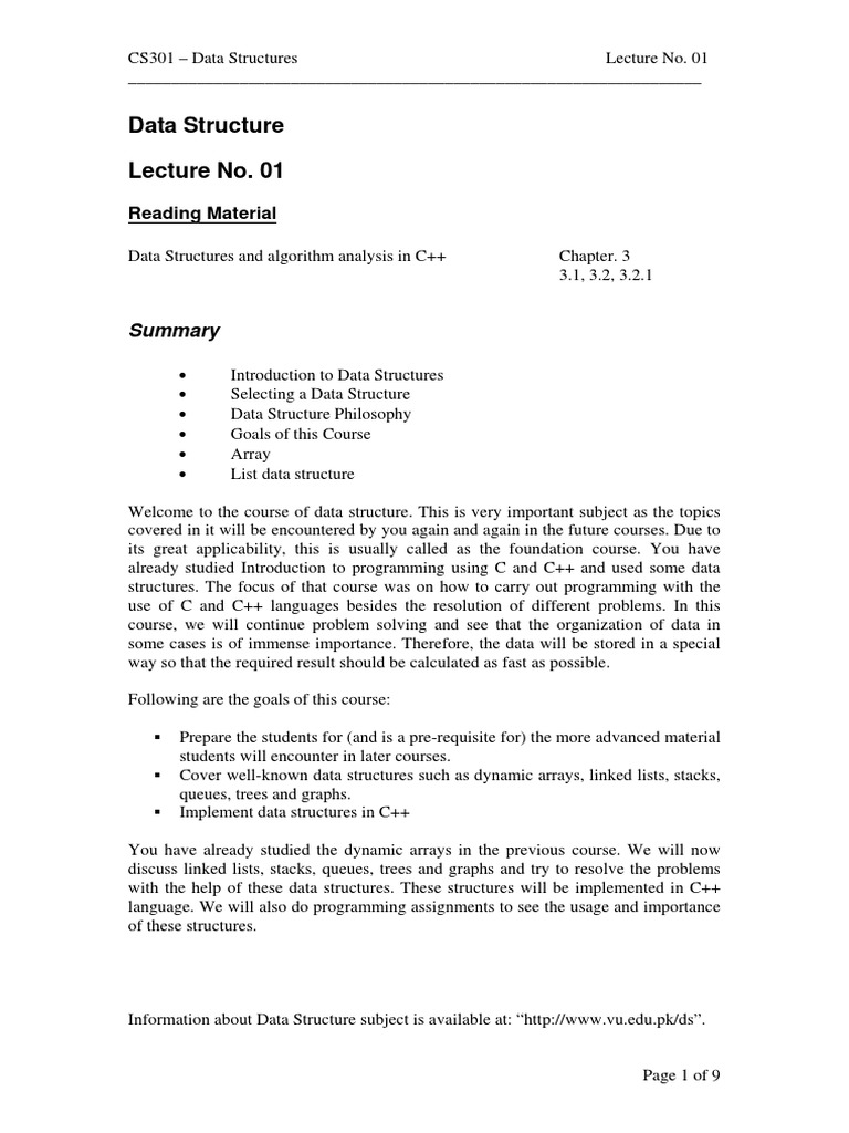 Datastructure_VU.pdf | Array Data Structure | Pointer (Computer Programming)