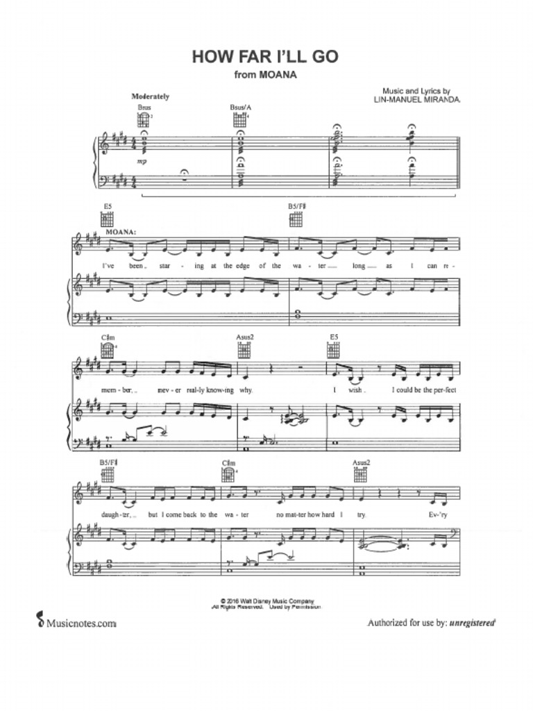 How Far I'll Go - MOANA PDF | PDF