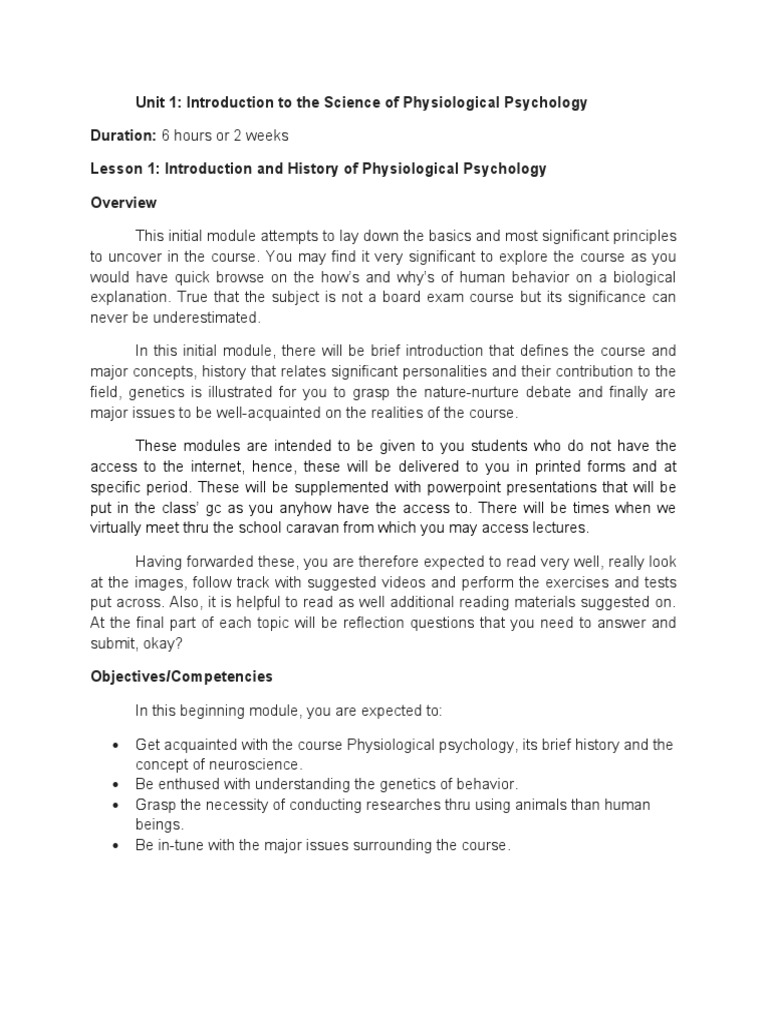Unit-1 Module1 Biopsych | PDF | Behavioral Neuroscience | Genetics