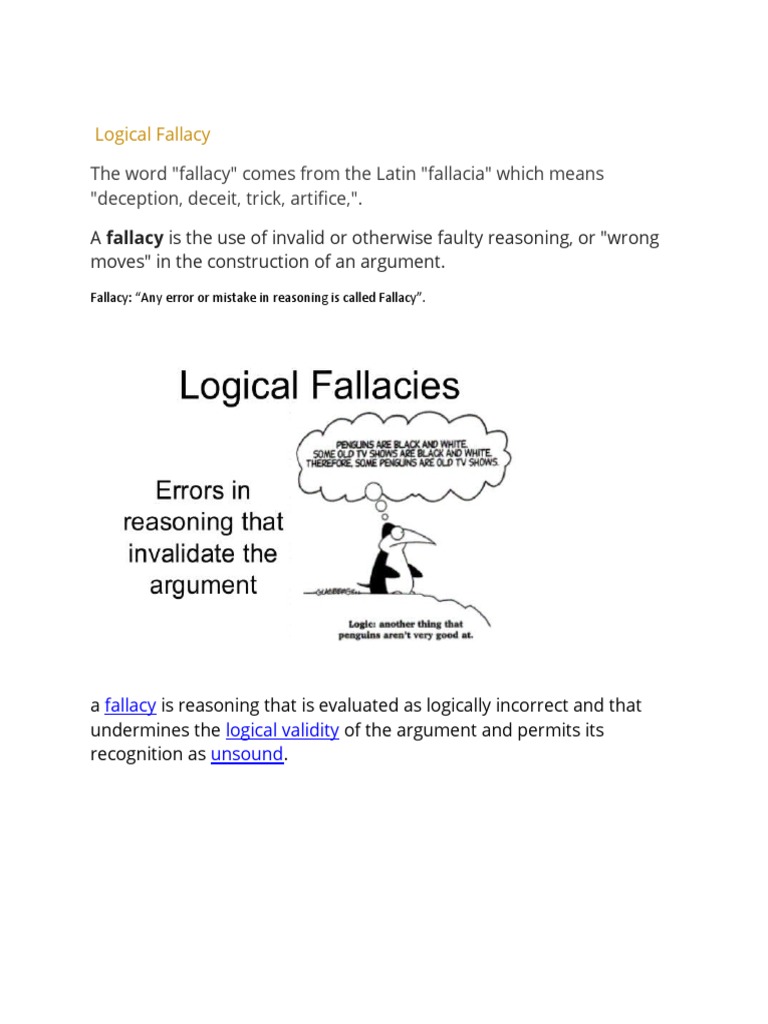 The Word "Fallacy" Comes From The Latin "Fallacia" Which Means ...