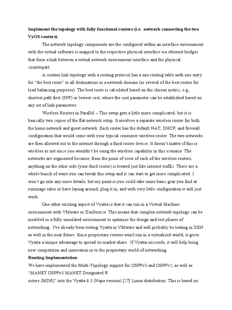 Implement The Topology With Fully Functional Routers I E Network