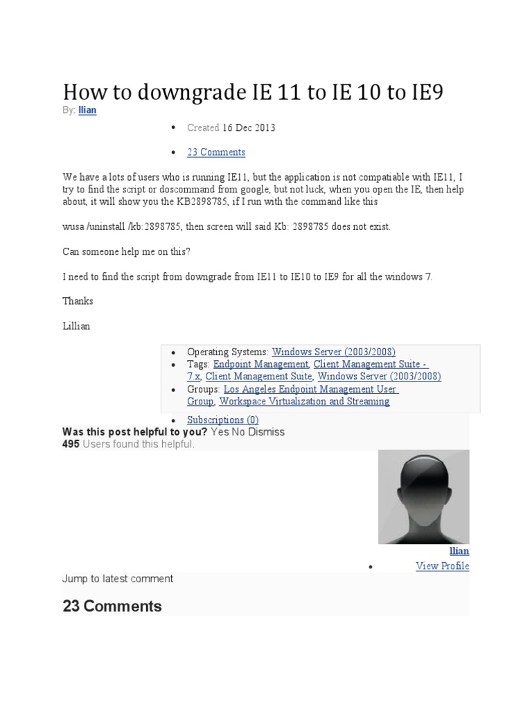 How To Downgrade IE 11 To IE 10 To IE9 | PDF | Internet Explorer ...