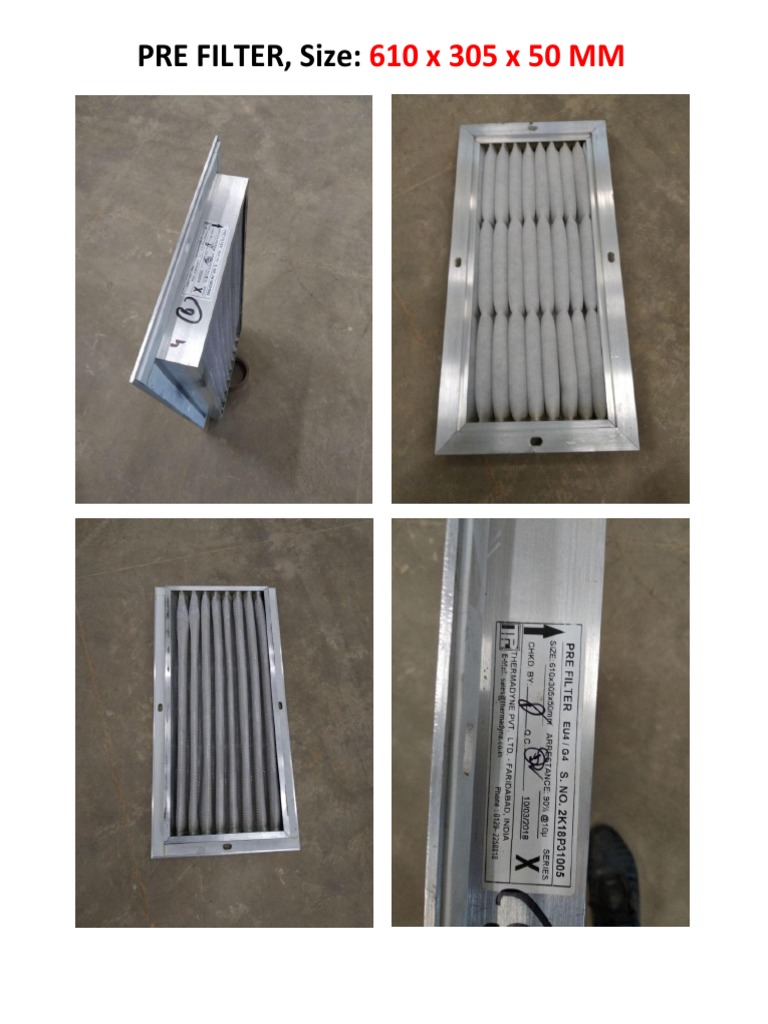 Pre Filter, Size:: 610 X 305 X 50 MM | PDF