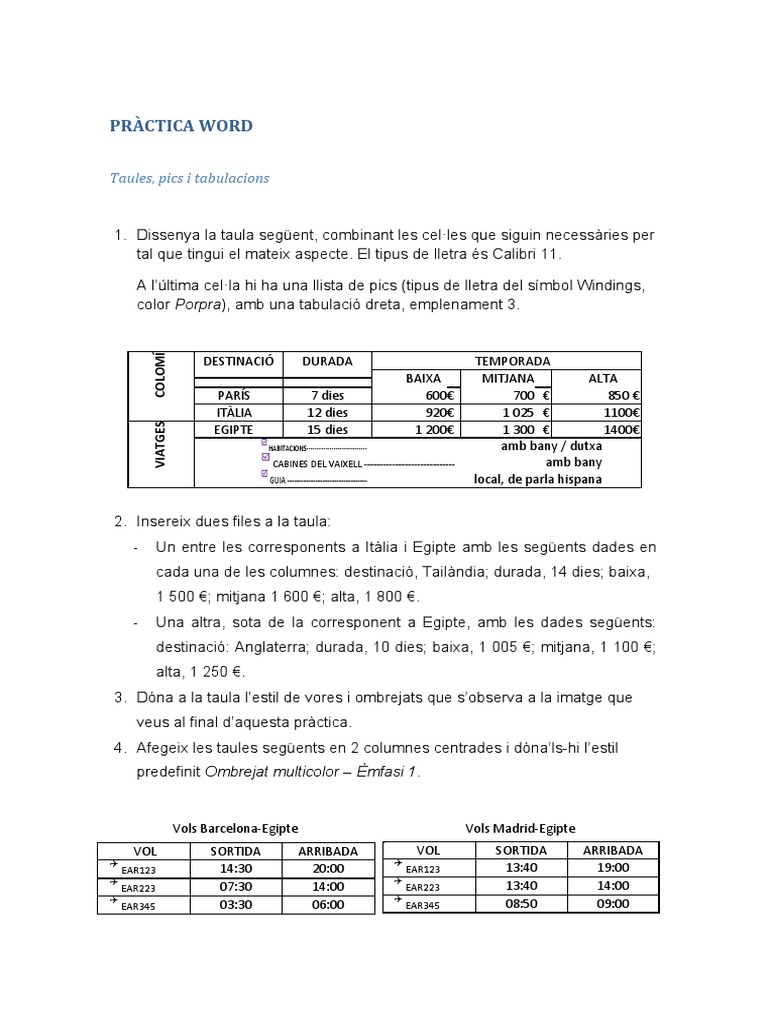 04 Pràctica - Taules, Pics I Tabulacions | PDF