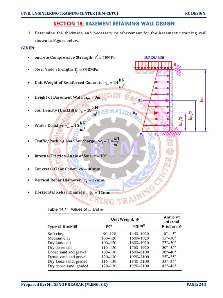 Section 18:: Basement Retaining Wall Design | PDF | Reinforced Concrete ...