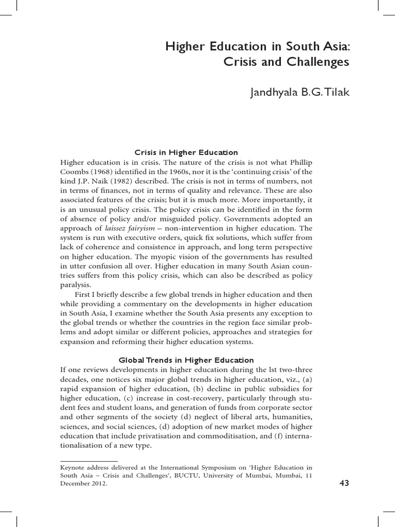 7 Higher Education In South Asia Pdf Pdf South Asia