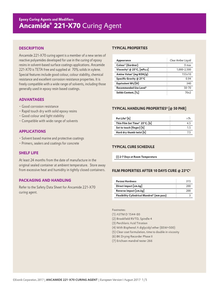 Evonik-Ancamide 221-X70 - EU | PDF | Epoxy | Industrial Processes