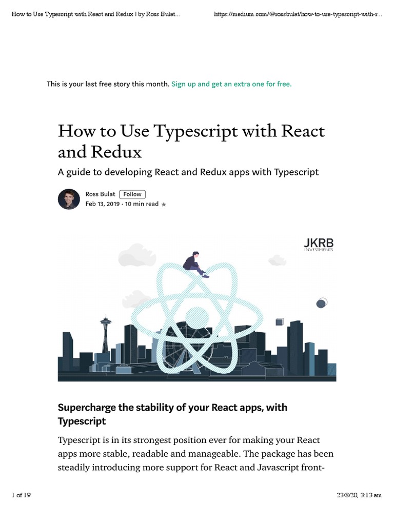 How To Use Typescript With React And Redux By Ross Bulat Medium Pdf Software Development