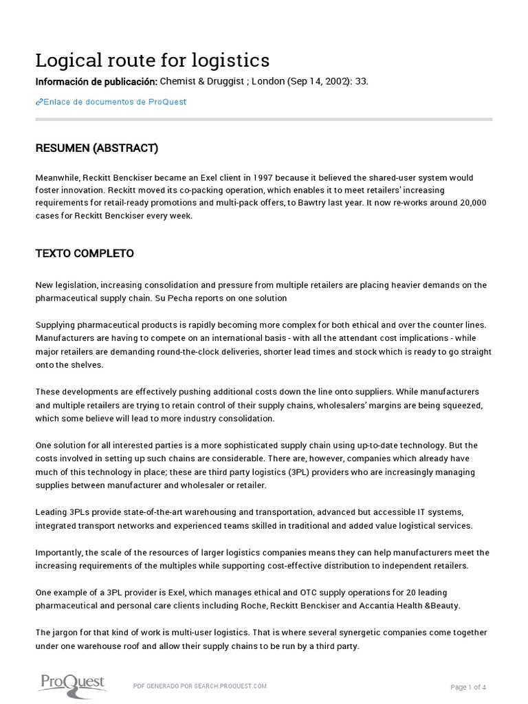 Logical Route For Logistics | PDF | Logistics | Supply Chain