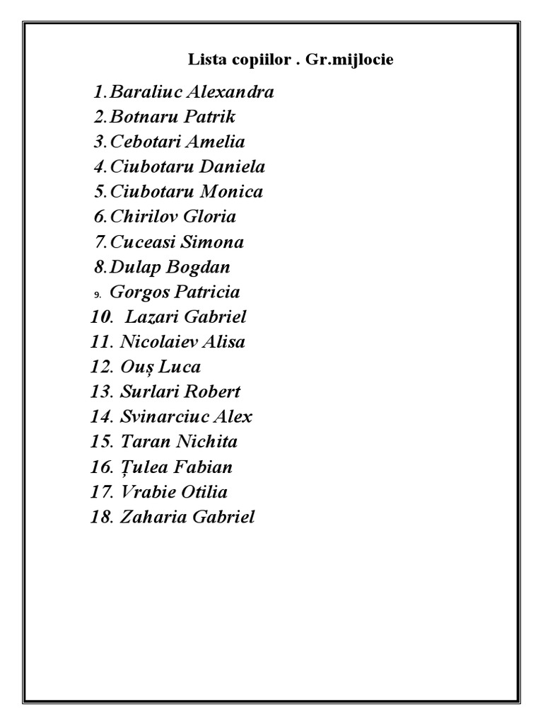 Lista Copiilor | PDF