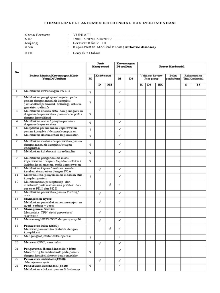 Form Self Asesmen PK 3 UPP (Airborne Deseases) | PDF | Sains & Matematika